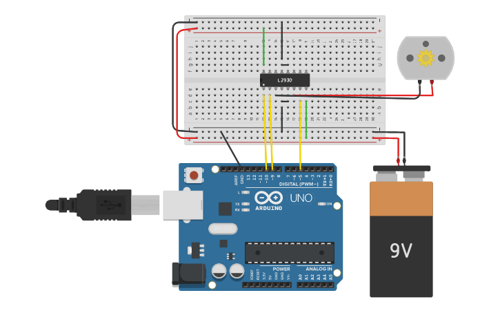 Circuit design DC MOTOR1 | Tinkercad