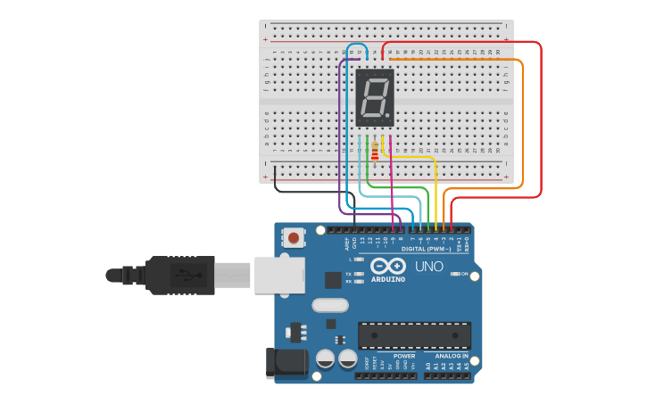 Circuit design 7 Segment - Tinkercad