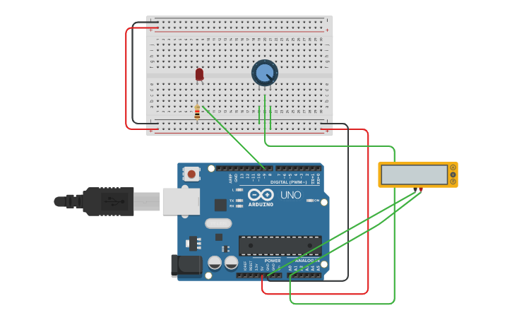 Circuit Design Potentiometer Analog Input With Arduino In Tinkercad Tinkercad