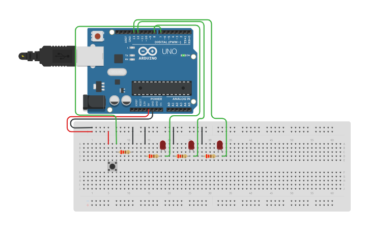 Circuit design patrones leds - Tinkercad
