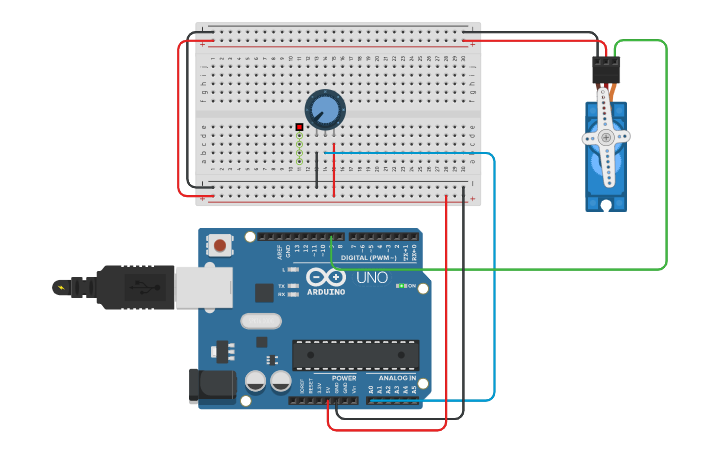 Circuit design Joystick con motor - Tinkercad
