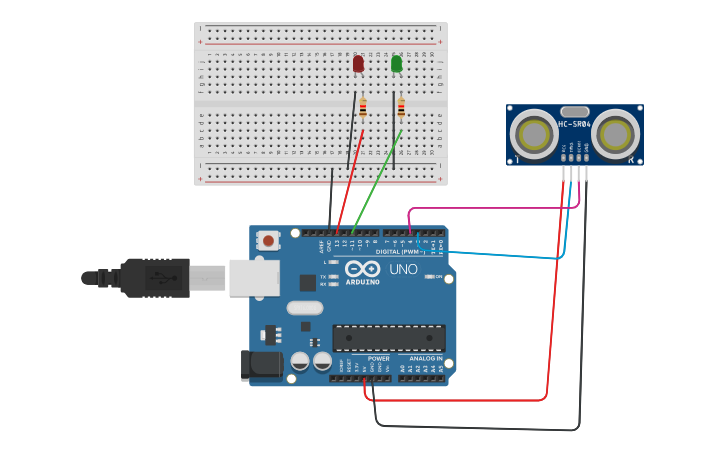 Circuit design Smart Parking System - Tinkercad