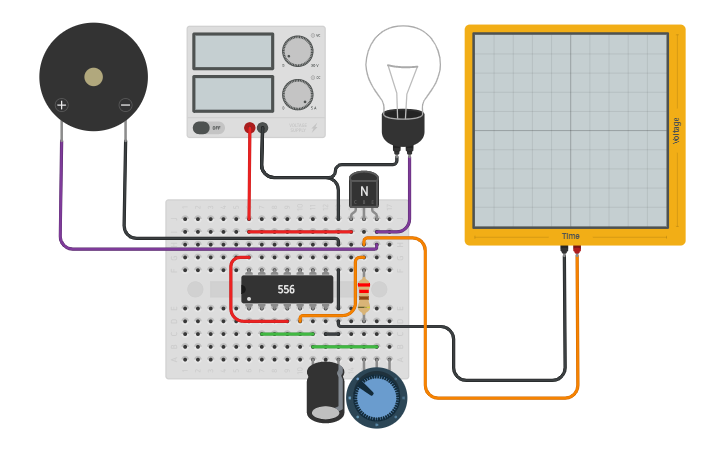 Circuit design Impulse generator 556 | Tinkercad