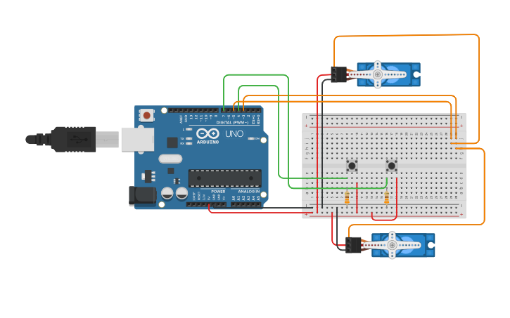 Circuit design Pinball - Servomotor - Tinkercad