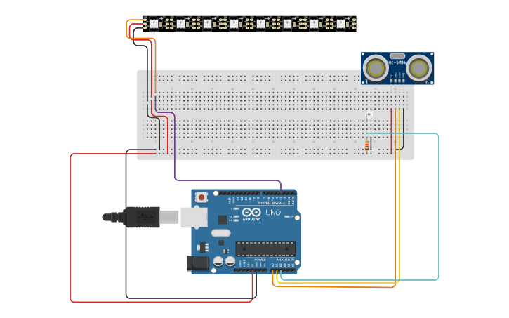 Circuit design Proyecto luces leds - Tinkercad