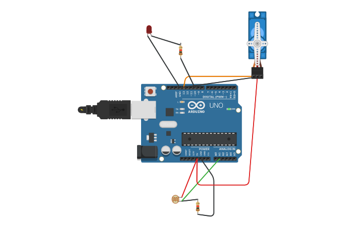 Circuit design LDR - Tinkercad