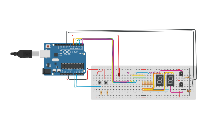 Circuit design LED 7seg - Tinkercad