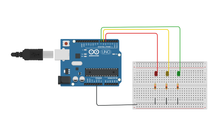 Circuit design Arduino Ampel - Tinkercad