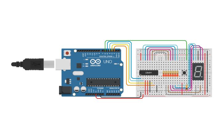 Circuit design 7 Segment Decoder - Tinkercad