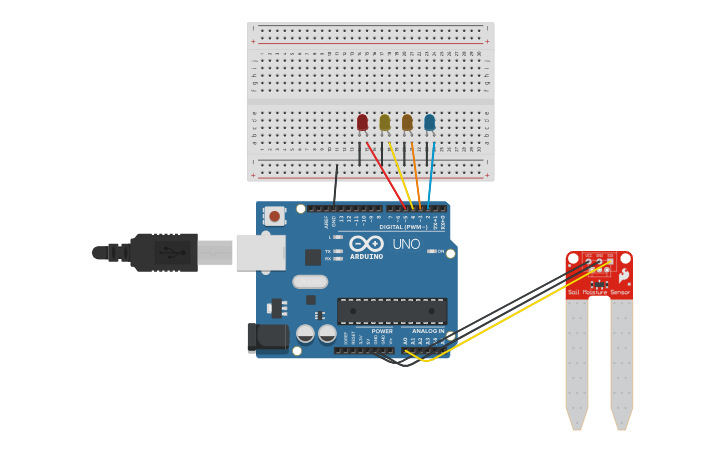 Circuit design Soil Moisture Sensor | Tinkercad