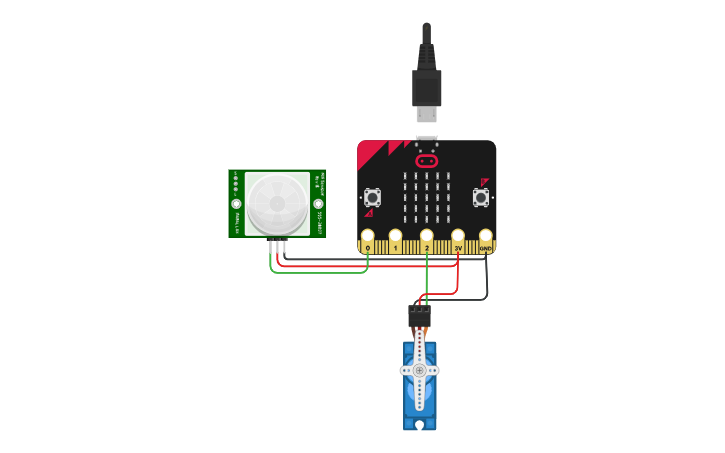 Circuit design Motion Sensor and Door - Tinkercad