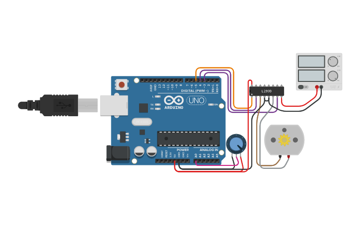 Circuit Design Motor Driver L293d Tinkercad