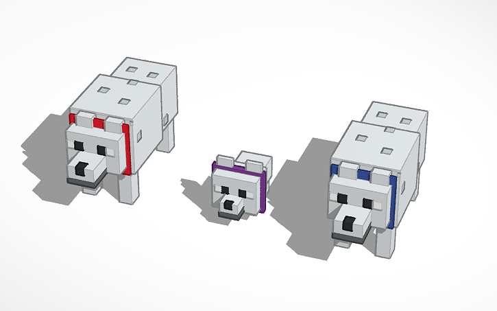 3D design minecraft dog family | Tinkercad