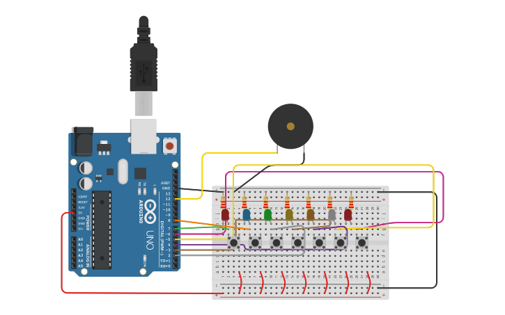 Circuit design Piano - Tinkercad