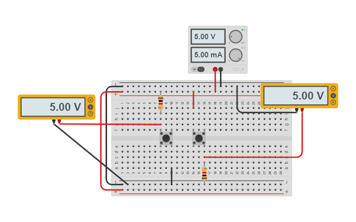 Circuit design Pull Up and down Resistors - Tinkercad