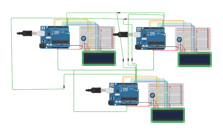 Circuit design Working 1 sending 2 receiving | Tinkercad