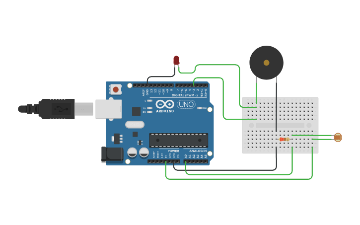 Circuit design LDR - Tinkercad