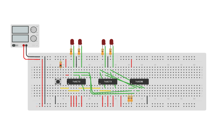 Circuit design Atividade 5 sincrono - Tinkercad