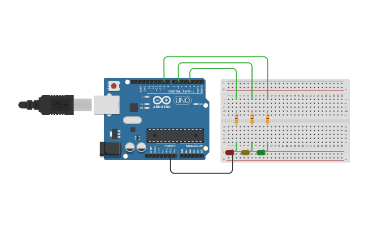 Circuit design semaforo arduino - Tinkercad