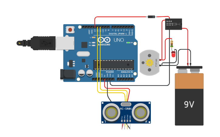 Circuit design Sensor Ultrasonico | Tinkercad