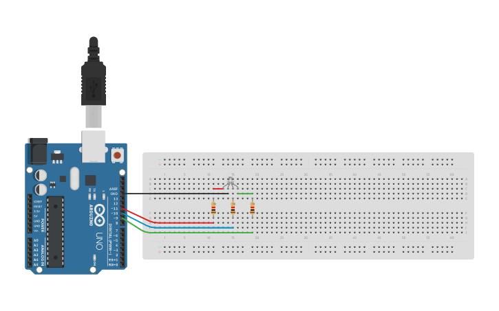 Circuit design COLOR ESPECÍFICO EN UN LED RGB - Tinkercad