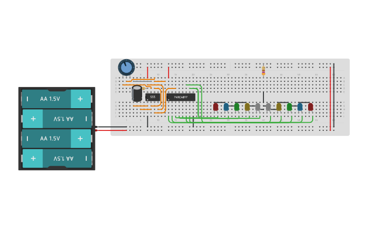 Circuit design Led Chaser | Tinkercad