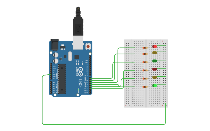 Circuit design feu tricolore | Tinkercad
