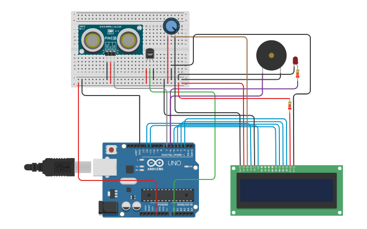 Circuit design Contactless thermometer with proximity sensor - Tinkercad