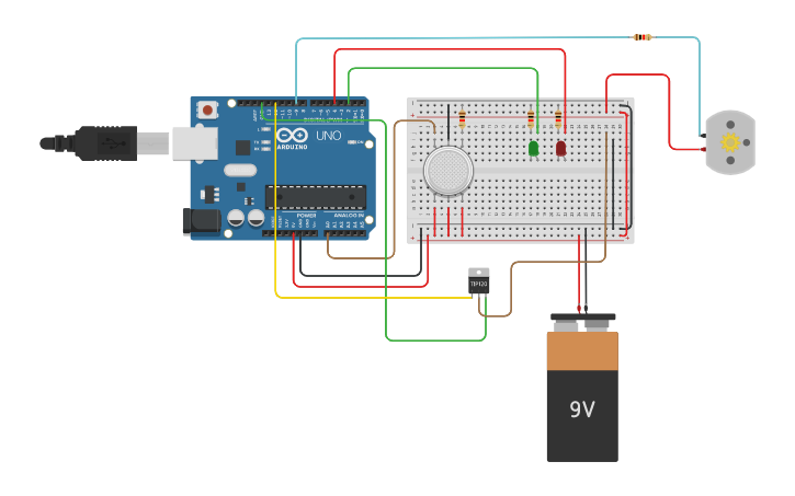 Circuit design Air Quality Control Subsystem - Tinkercad