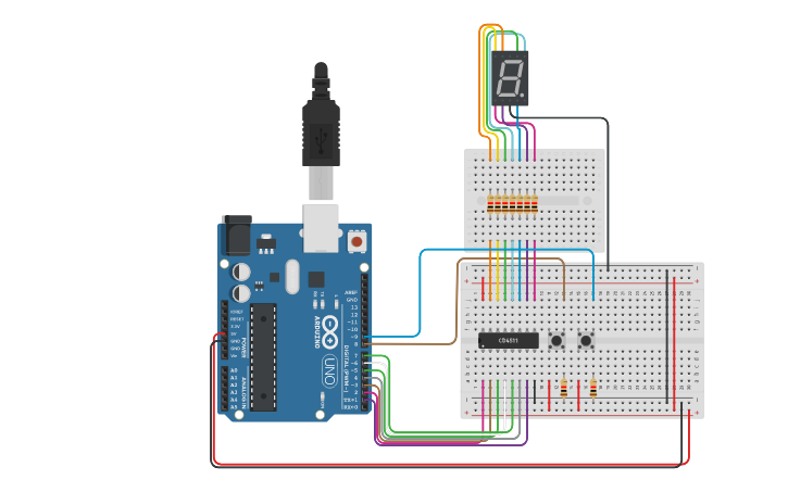 Circuit design Copy of cd4511_example | Tinkercad