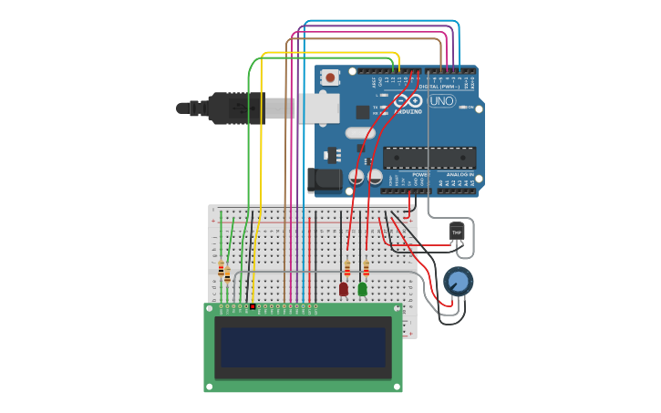 Circuit design Measurement of temperature and humidity - Tinkercad