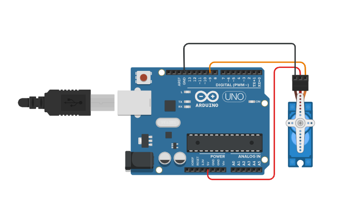 Circuit design Servo motor with Ardiuno UNO - Tinkercad