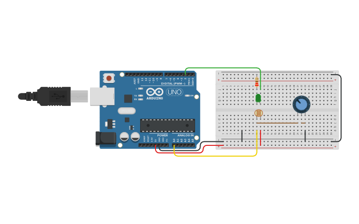 Circuit design Arduino - LDR Light Sensor - Tinkercad
