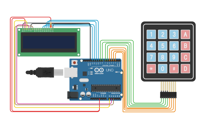 Circuit design Keypad Calculator - Tinkercad