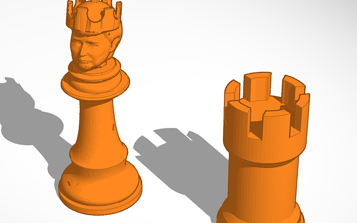 3D design Donald Trump Ajedrez + Torre - Tinkercad