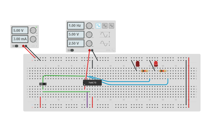 Circuit design t Flip flop | Tinkercad