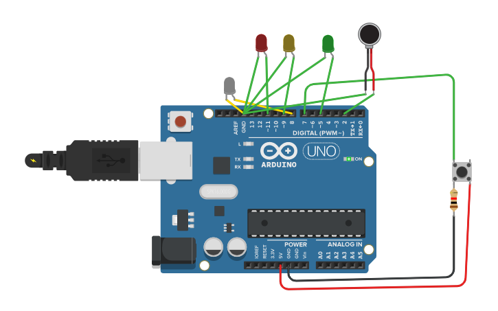 Circuit design The Game of Reflex - Tinkercad