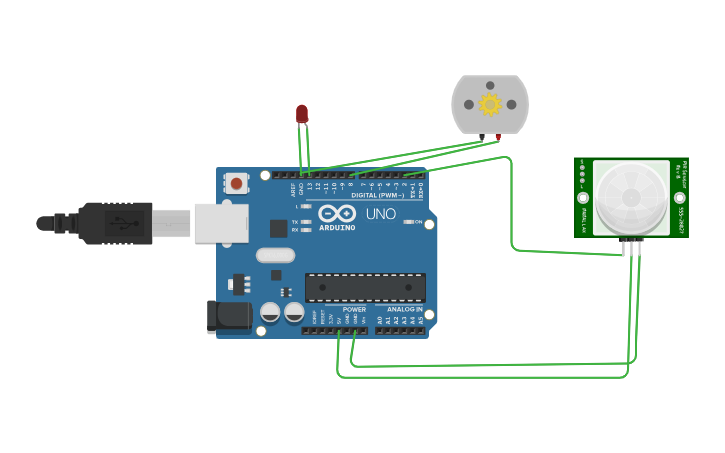 Circuit design PIR sensor - Tinkercad