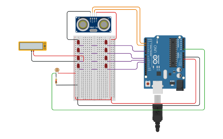 Circuit design Smart Street Lights - Tinkercad