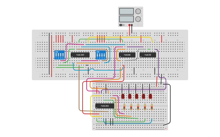 Circuit design BCD Adder | Tinkercad