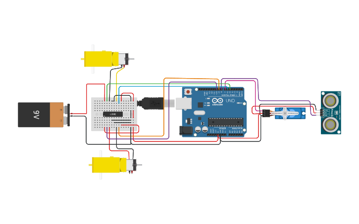 Circuit design Obstacle Avoiding Robot - Tinkercad