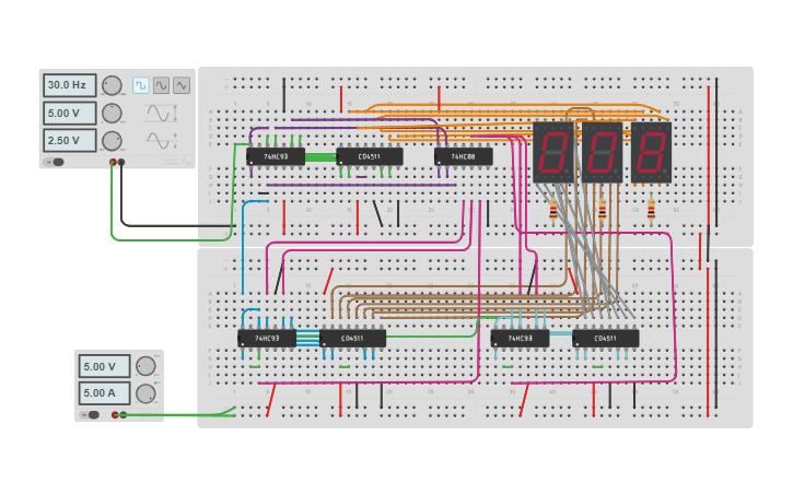 Circuit design 0-999 contador - Tinkercad
