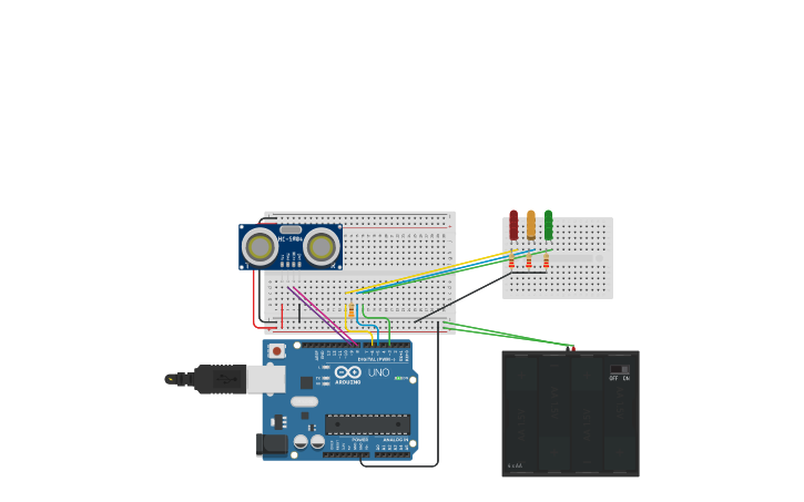 Circuit design Copy of PARKING SENSOR | Tinkercad