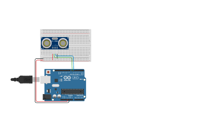 Circuit design Sensor de distancia (monitor serie) - Tinkercad