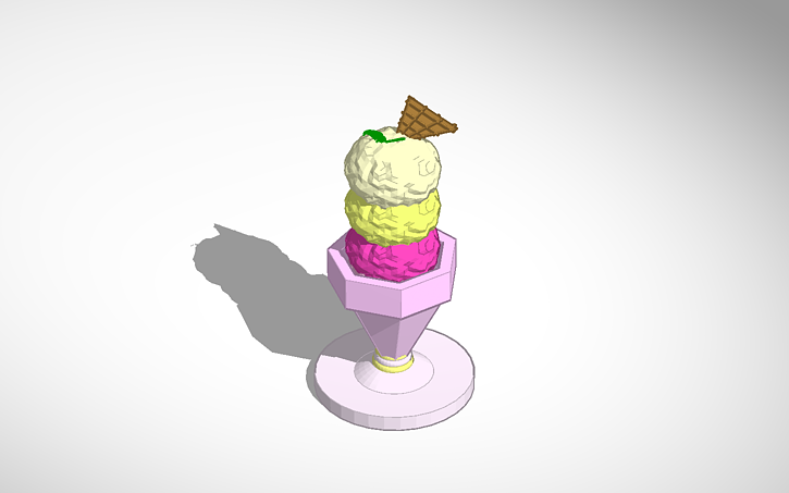 3D design Ice Cream with Mint Leaves and Waffle Cookie | Tinkercad