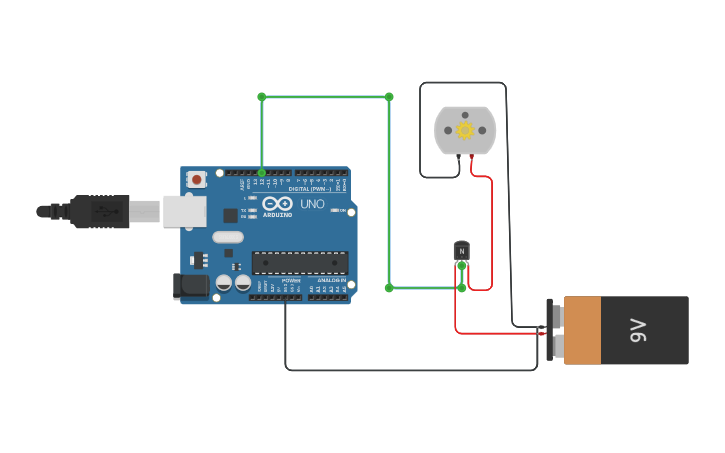 Circuit design Motor transistor - Tinkercad