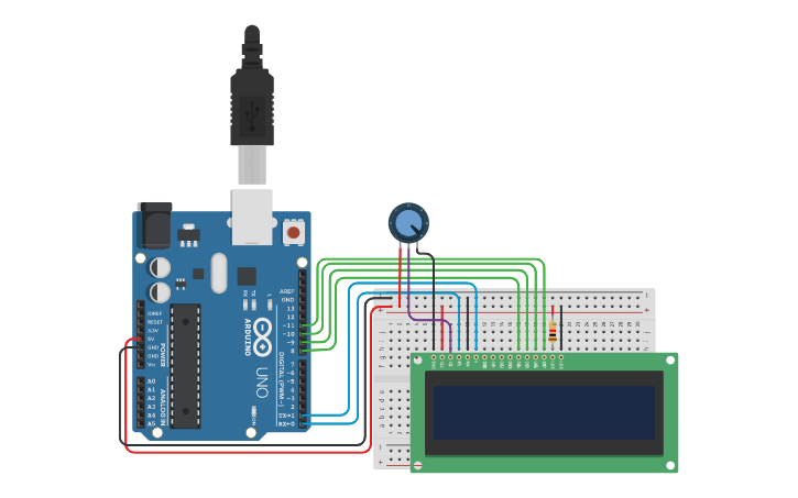 Circuit design Experiment 3.1 LCD Display Challenge | Tinkercad