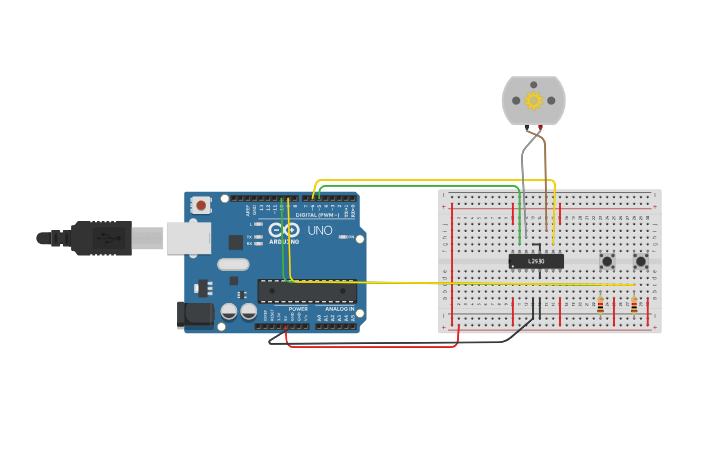 Circuit Design Dc Motor Controller Using L293d And 2 Push Buttons Non Using Pwm Tinkercad 2933