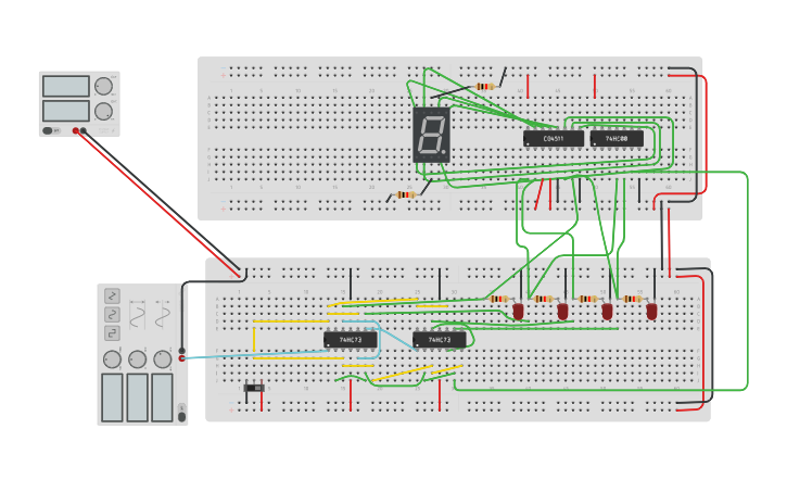 Circuit design Decade Counter - Tinkercad