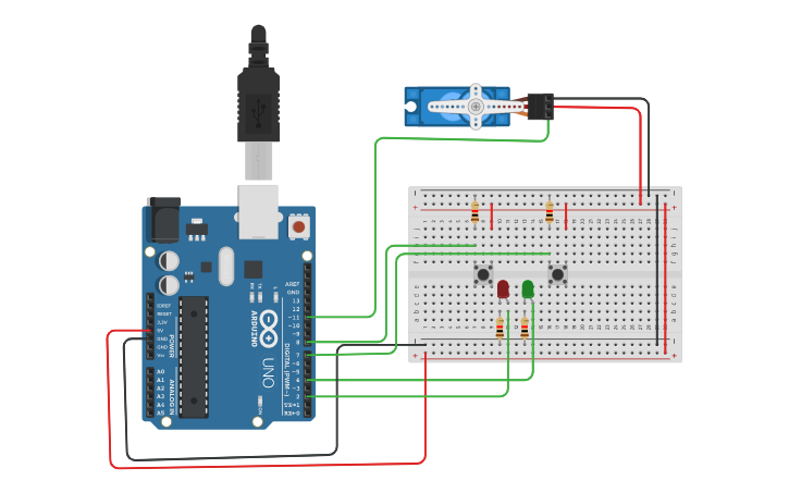 Circuit design 15)Realizar el control de giro del servomotor con 2 ...